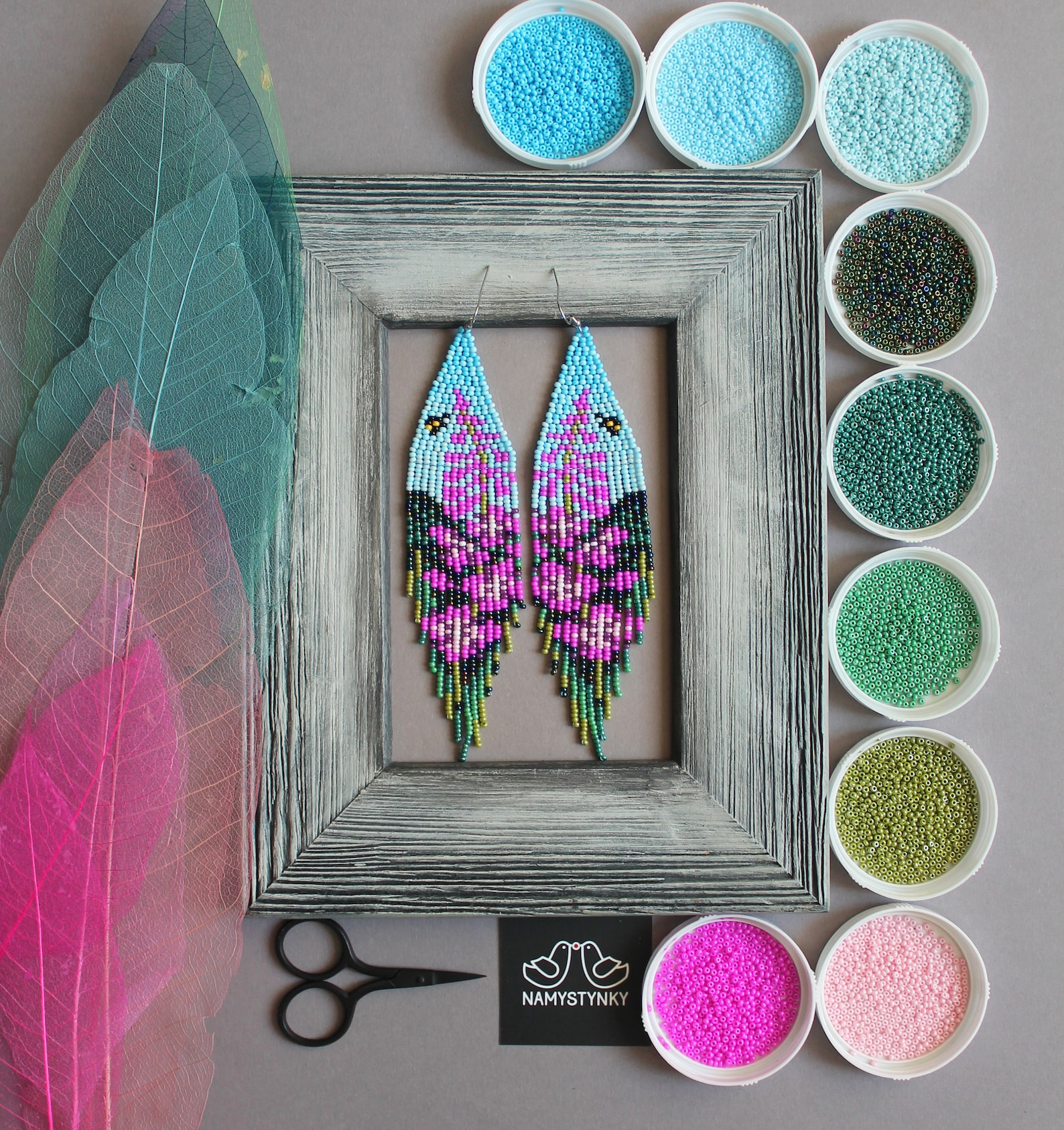 Mountain Landscape Beaded Earrings Fireweed Flowers Beadwork - Etsy