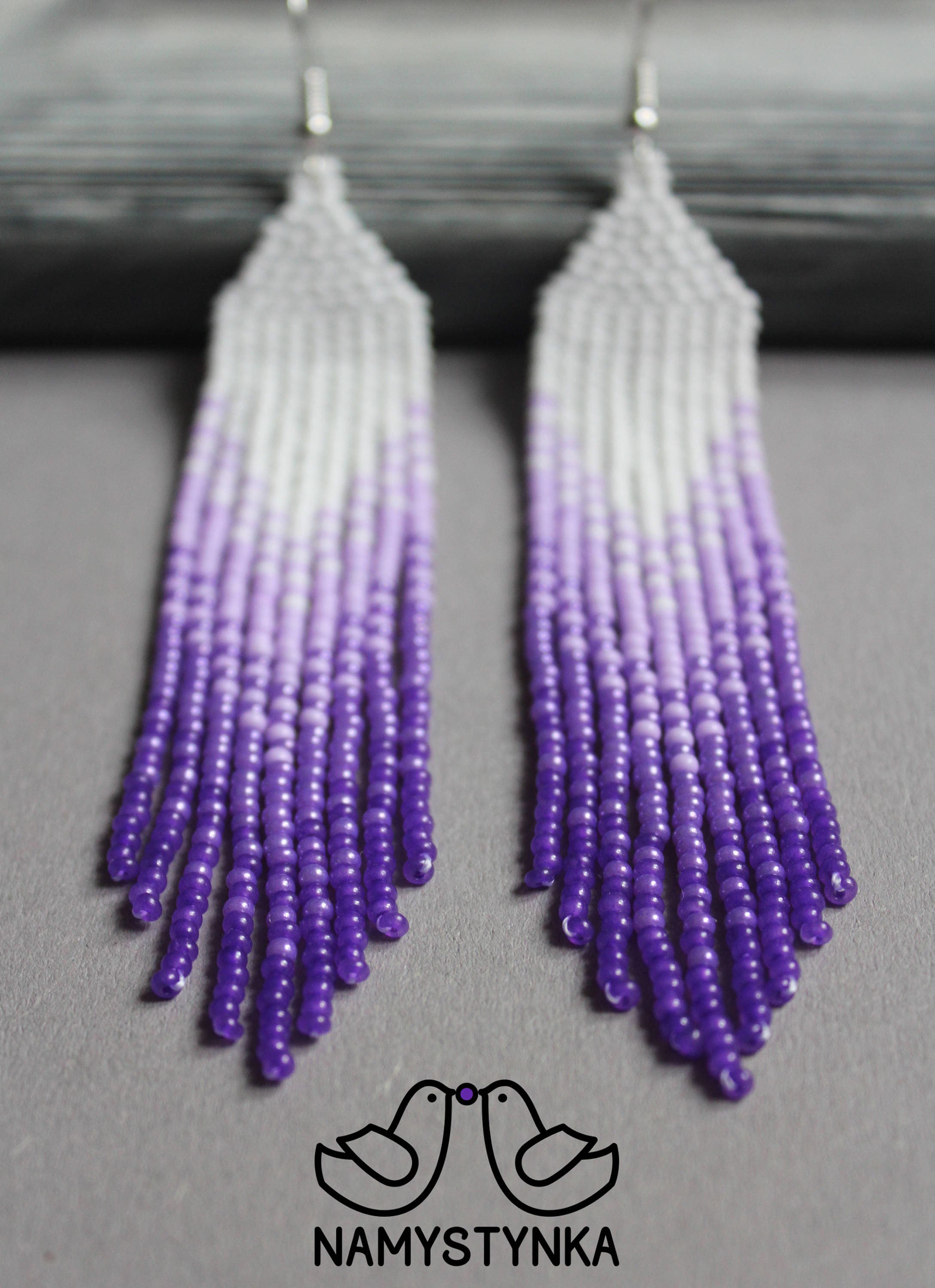 Violet pantone beaded earrings Purple earrings Ultra Violet | Etsy