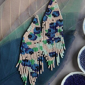 Blueberry Beaded Earrings Bilberry Beadwork Earrings Berry Blue Purple ...