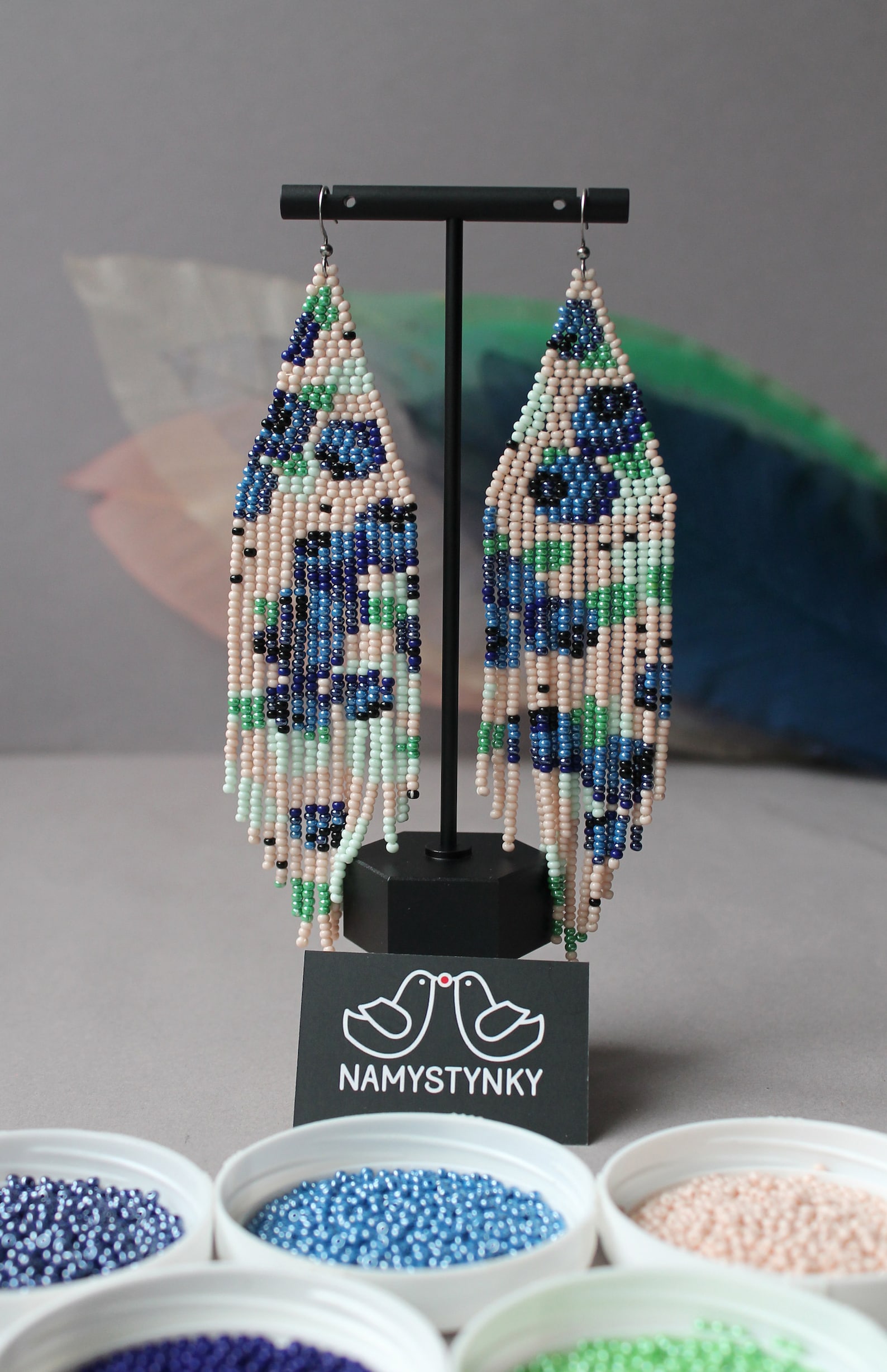Blueberry Beaded Earrings Bilberry Beadwork Earrings Berry - Etsy