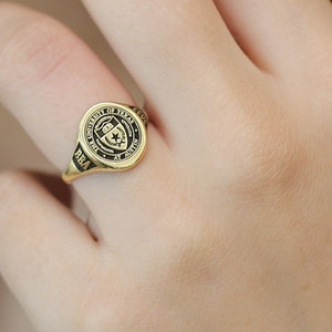 College Emblem Signet Ring,personalized Ring,custom Engraved Class Ring ...