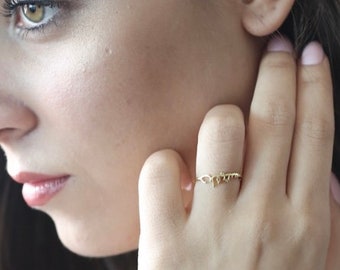 14k Gold Custom Name Ring,personalized Ring,stacking Rings,initial Ring ...