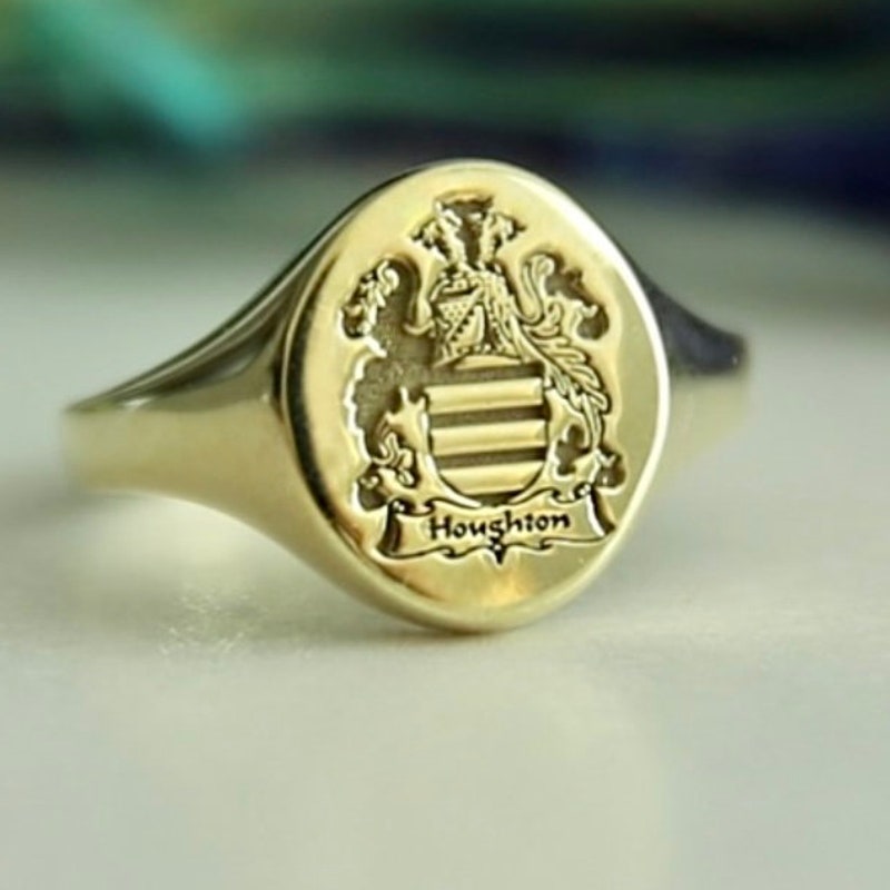Gold Signet Ring Crest Mens - Etsy
