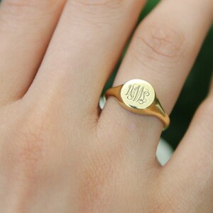 14K Signet Ring-personalized Ring-monogram Ring-gold Ring-personalized Jewelry-engraved Ring ...