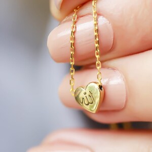 14k Gold Tiny Allah Necklace-gold Necklace-islamic Art-calligraphy Gift ...