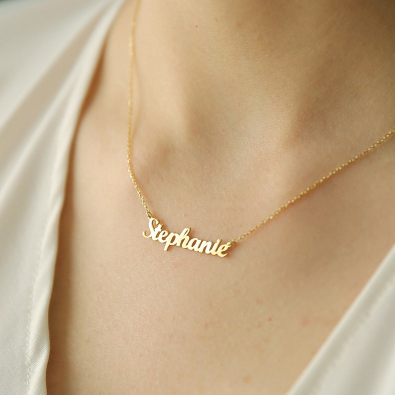 14k Solid Gold Name Necklace Customized Necklace Personalized Etsy