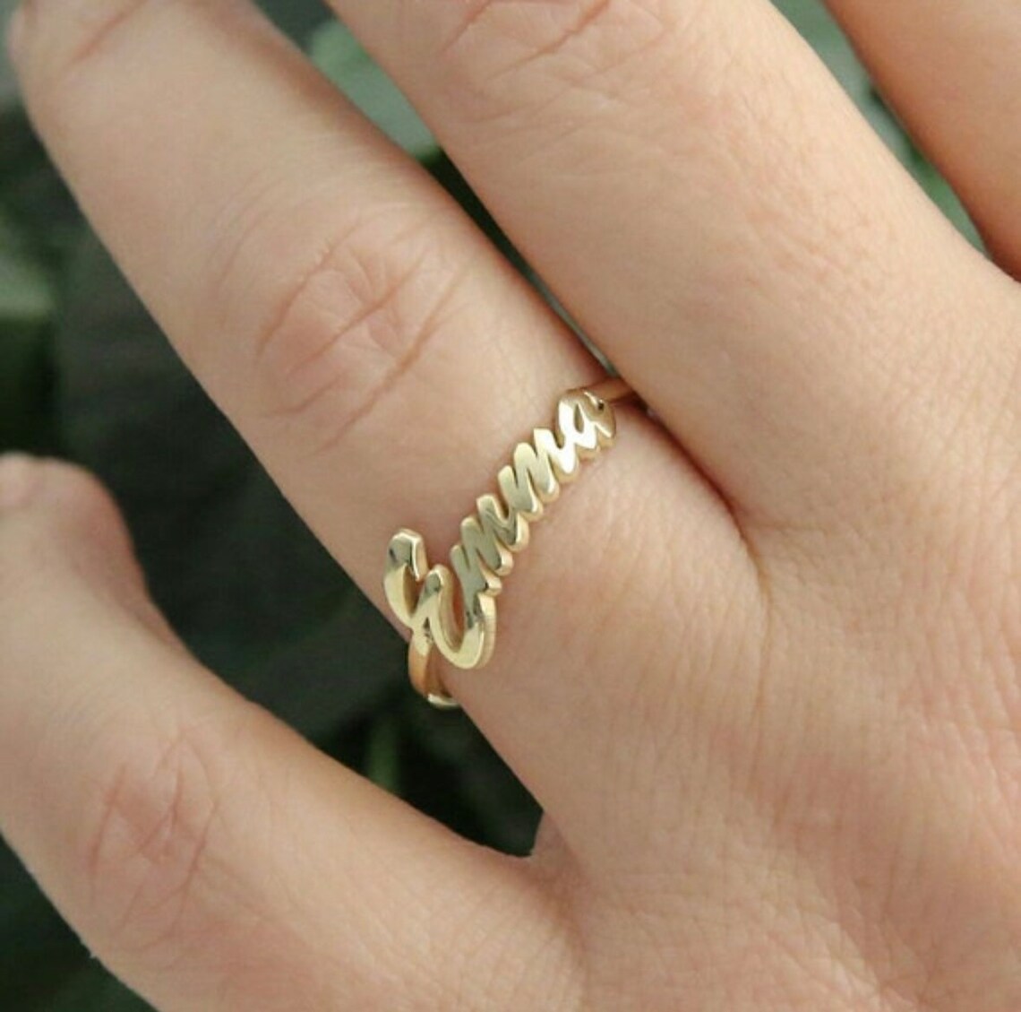 14k Solid Gold Name Ring-personalized Ring-initial Ring-letter - Etsy