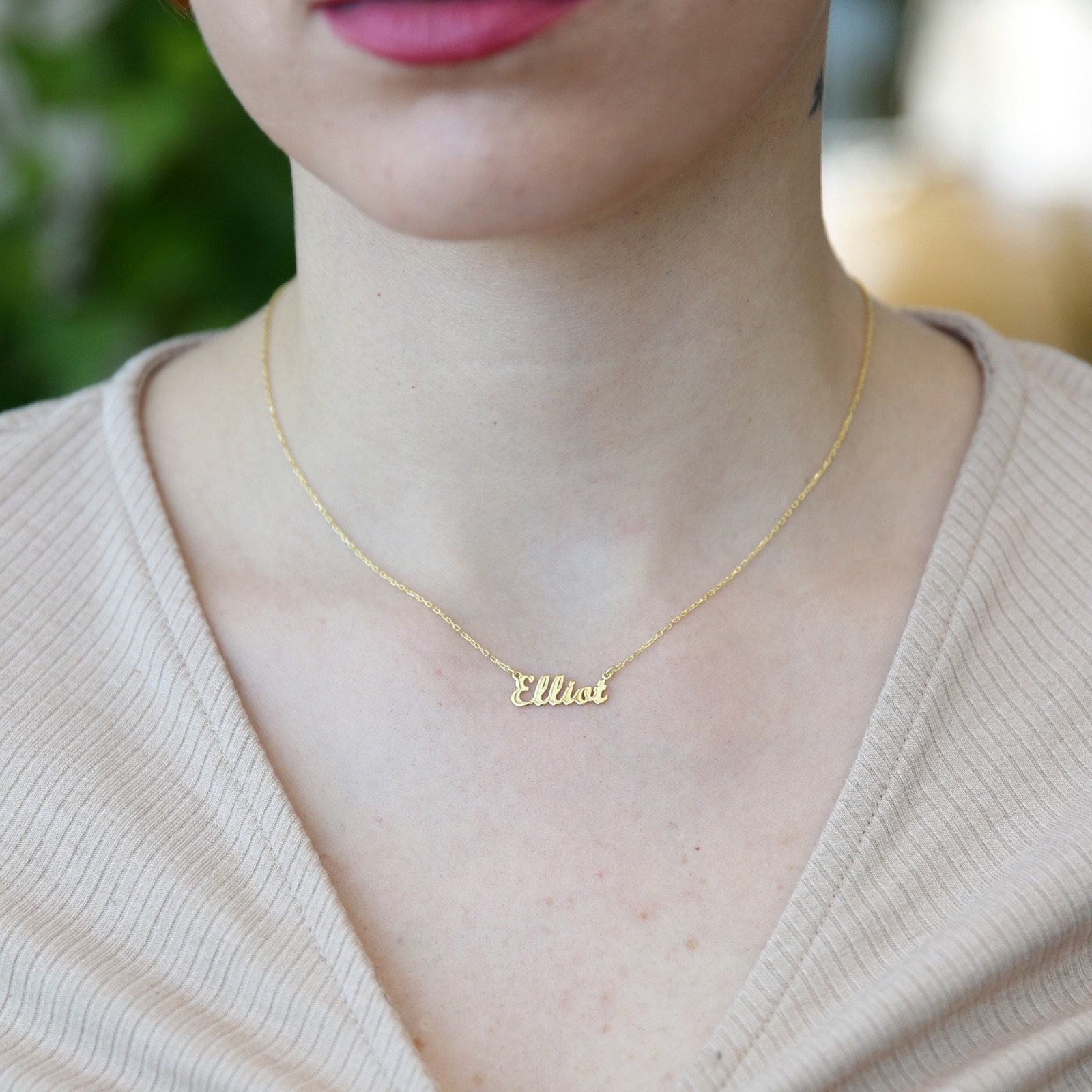14k Solid Gold Name Necklace Customized Necklace Personalized Etsy Uk