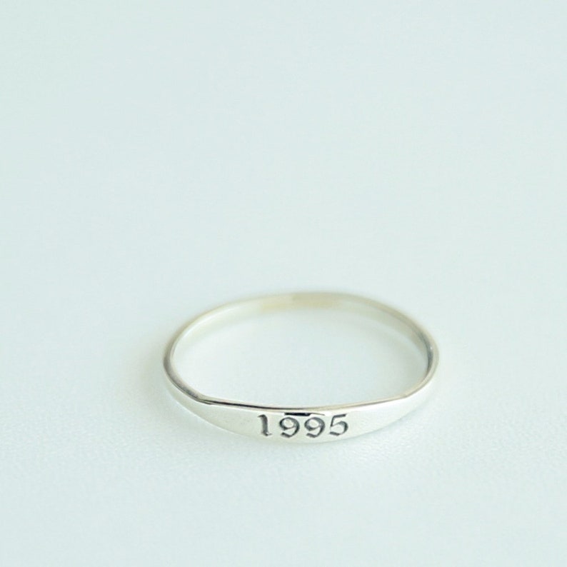 14k Gold Tiny Year Ring-personalized Number Ring-birthday Date - Etsy