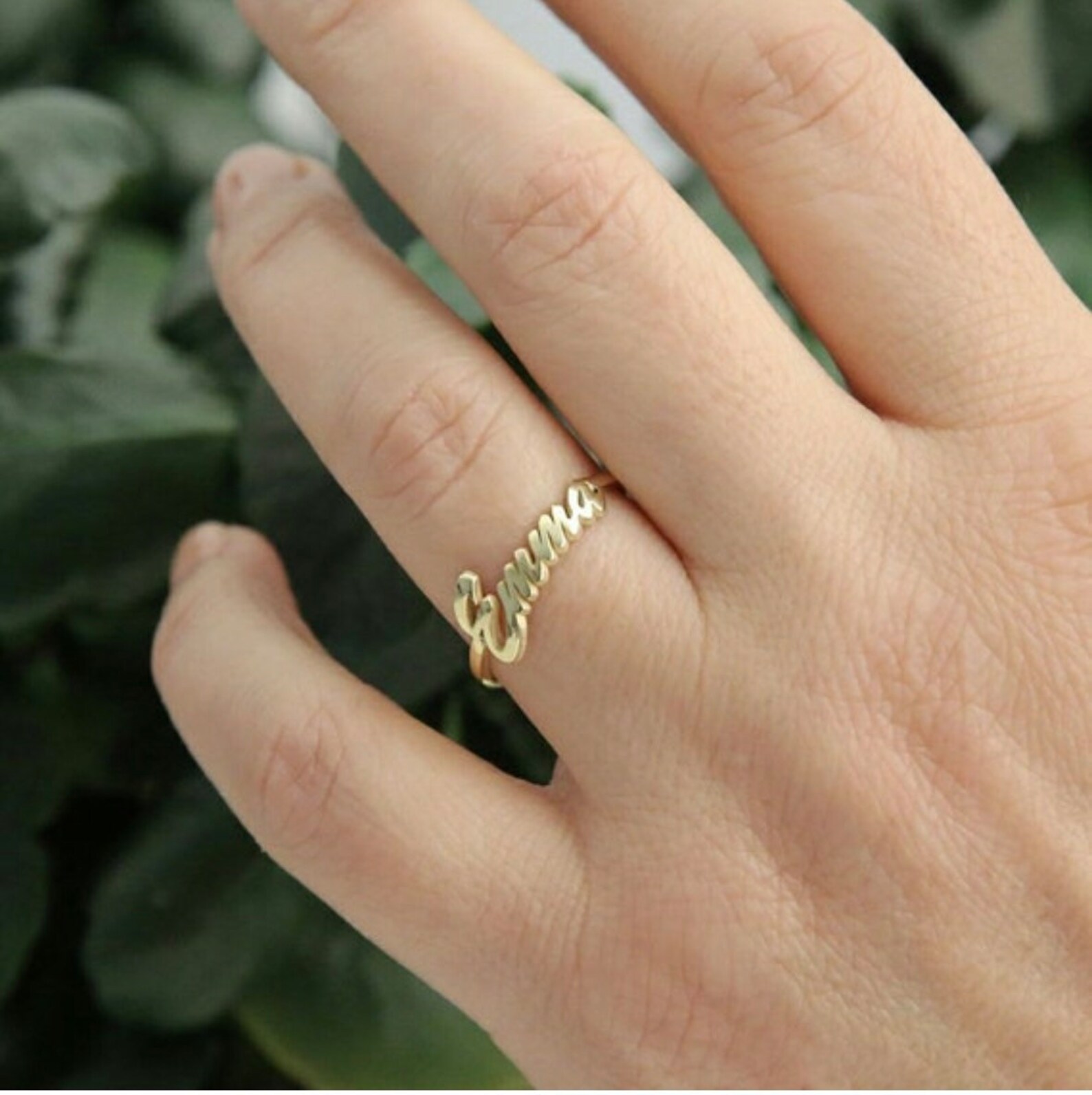 14k Solid Gold Name Ring-personalized Ring-initial Ring-letter - Etsy