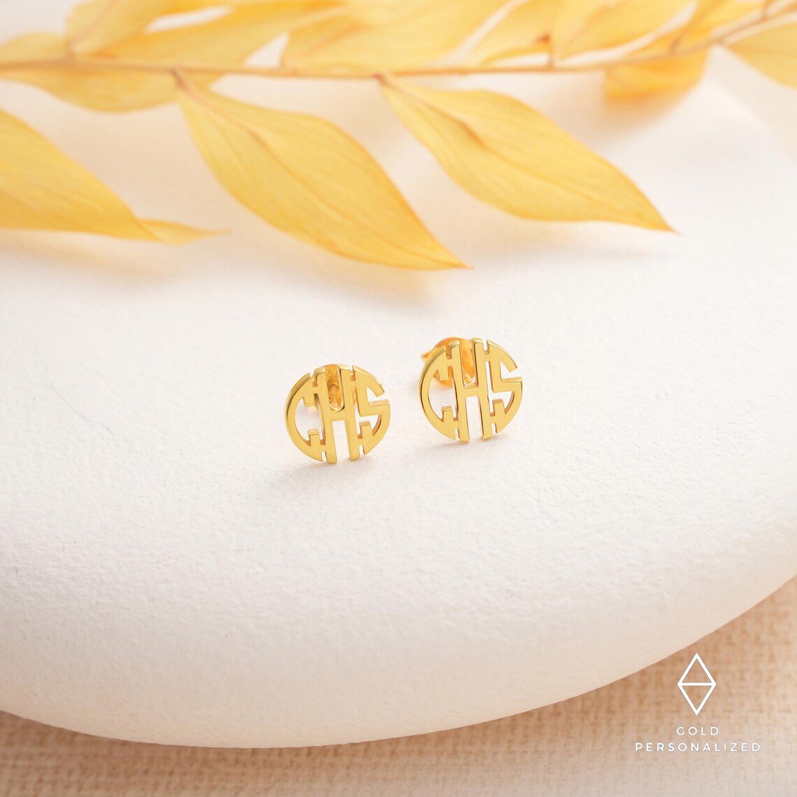 14k Solid Gold Earrings-personalized Earring-gold Initial Earring ...