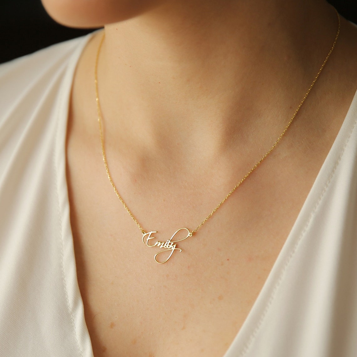 14k Solid Gold Name Necklace Name Necklace-gold - Etsy