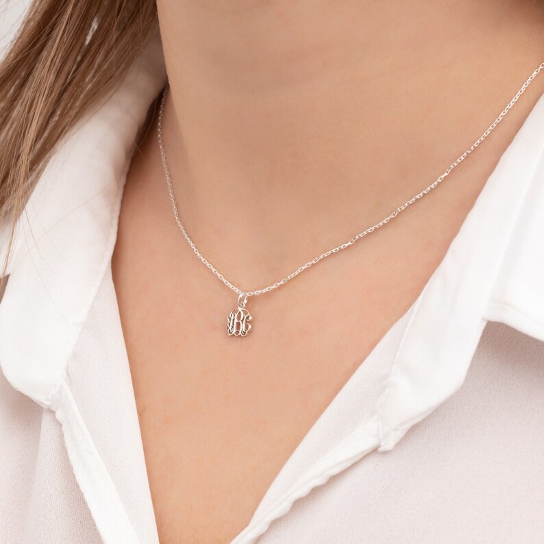 Sterling Silver Monogram Necklace-tiny İnitial Necklace-letter - Etsy