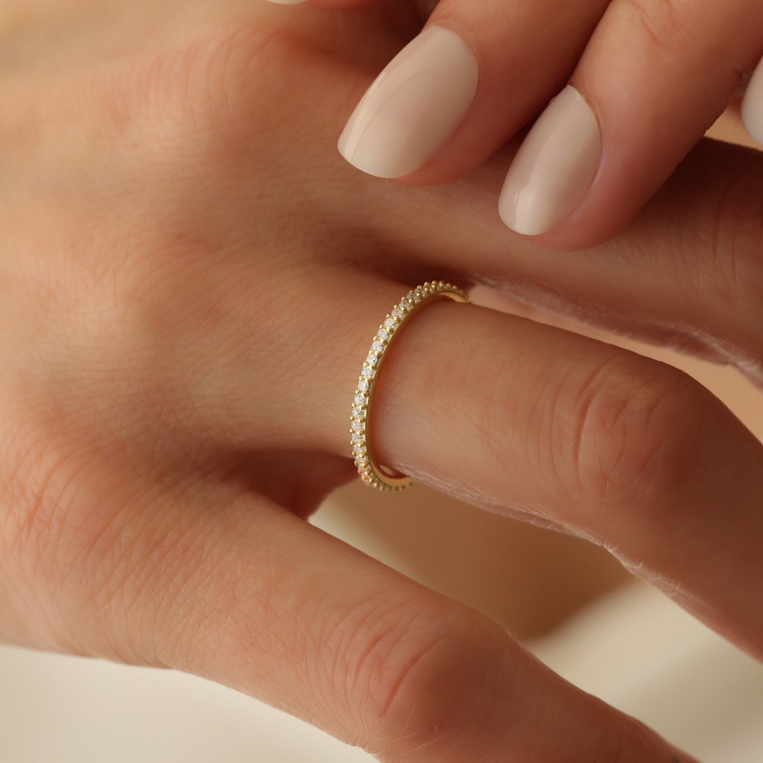 14K Promise Ring, Engagement Ring, Gold Eternity Ring,eternity Band ...