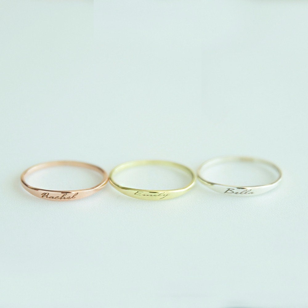 14k Gold Tiny Name Ring-personalized Ring-letter - Etsy