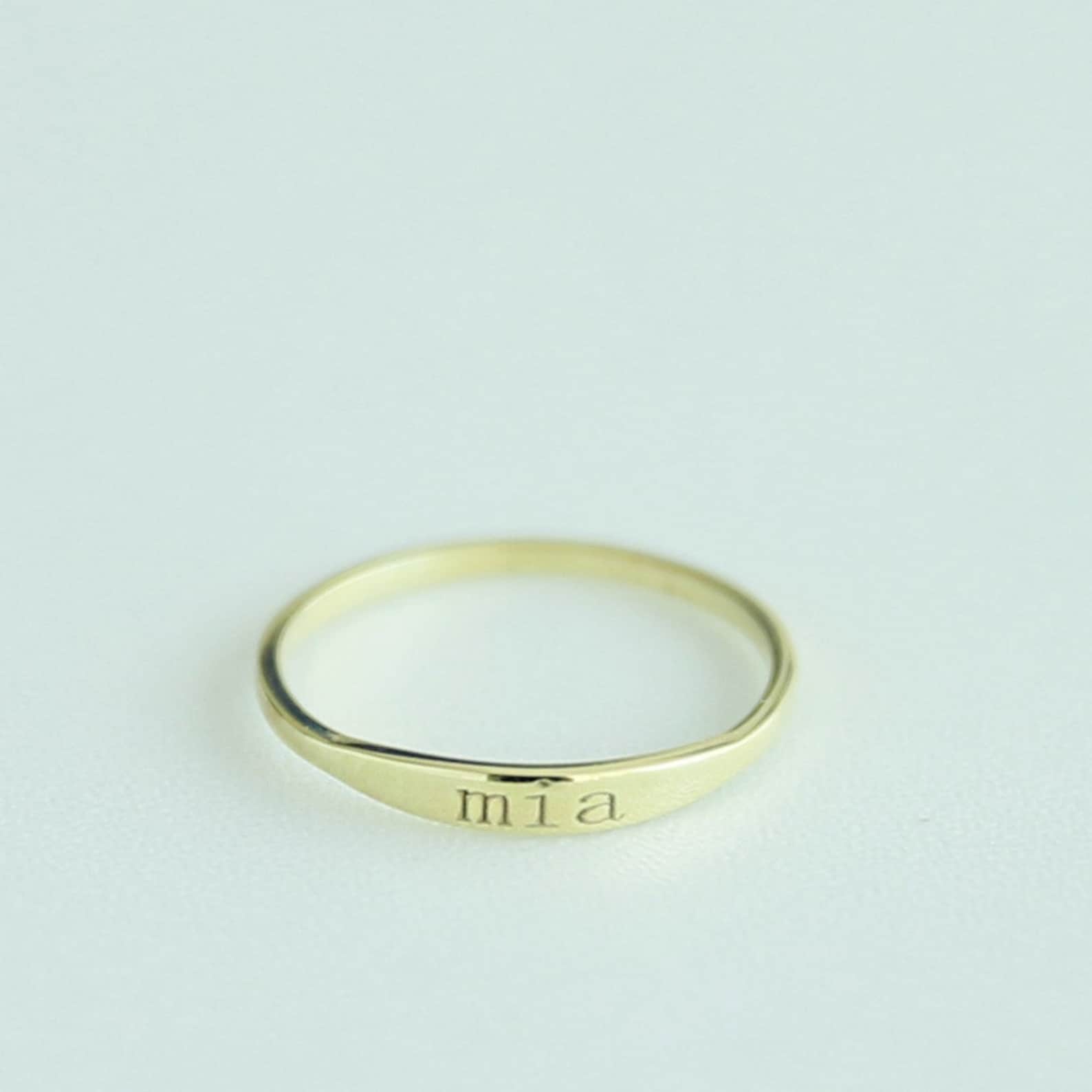 14k Gold Custom Name Ringpersonalized Ringstacking - Etsy