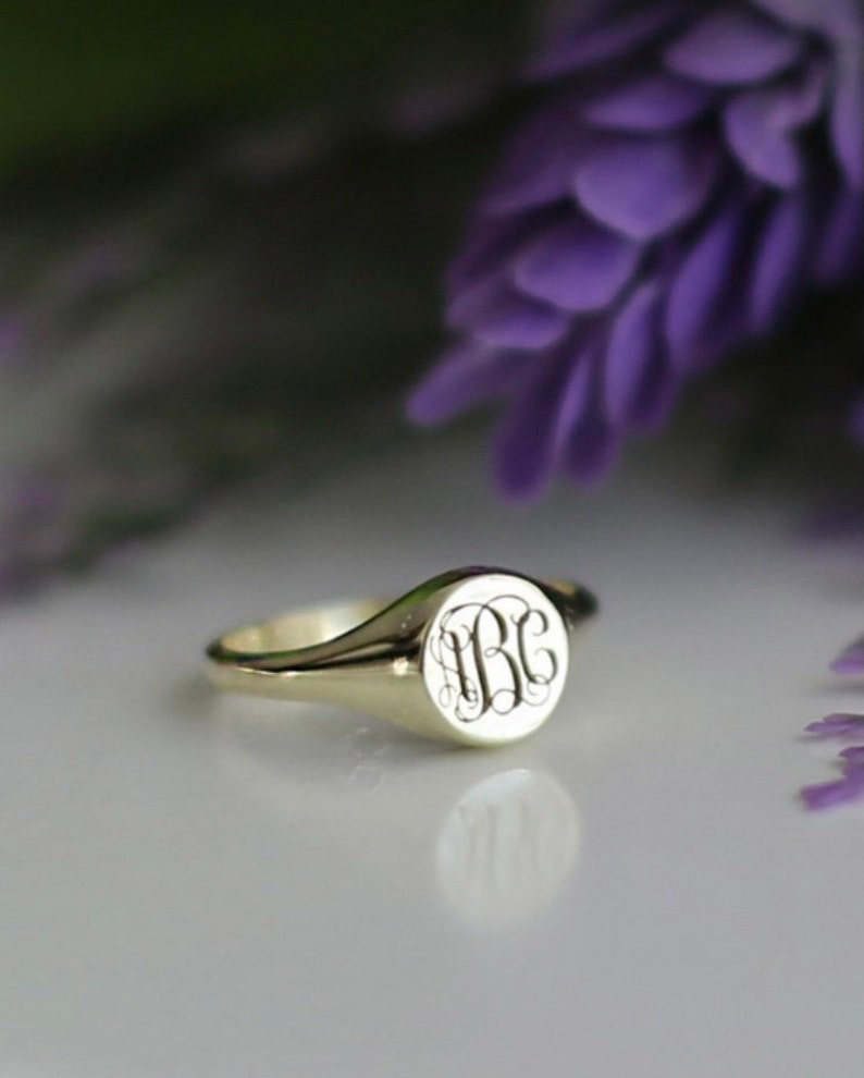 14K Signet Ring-personalized Ring-monogram Ring-gold - Etsy