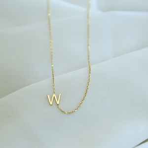 14k Solid Gold Initial Necklace-dainty Necklace Personalized Gifts ...