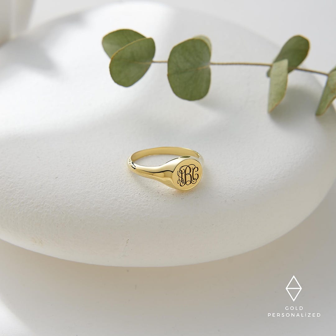 Sterling Silver Signet Ring-personalized Rings-monogram Ring-letter ...