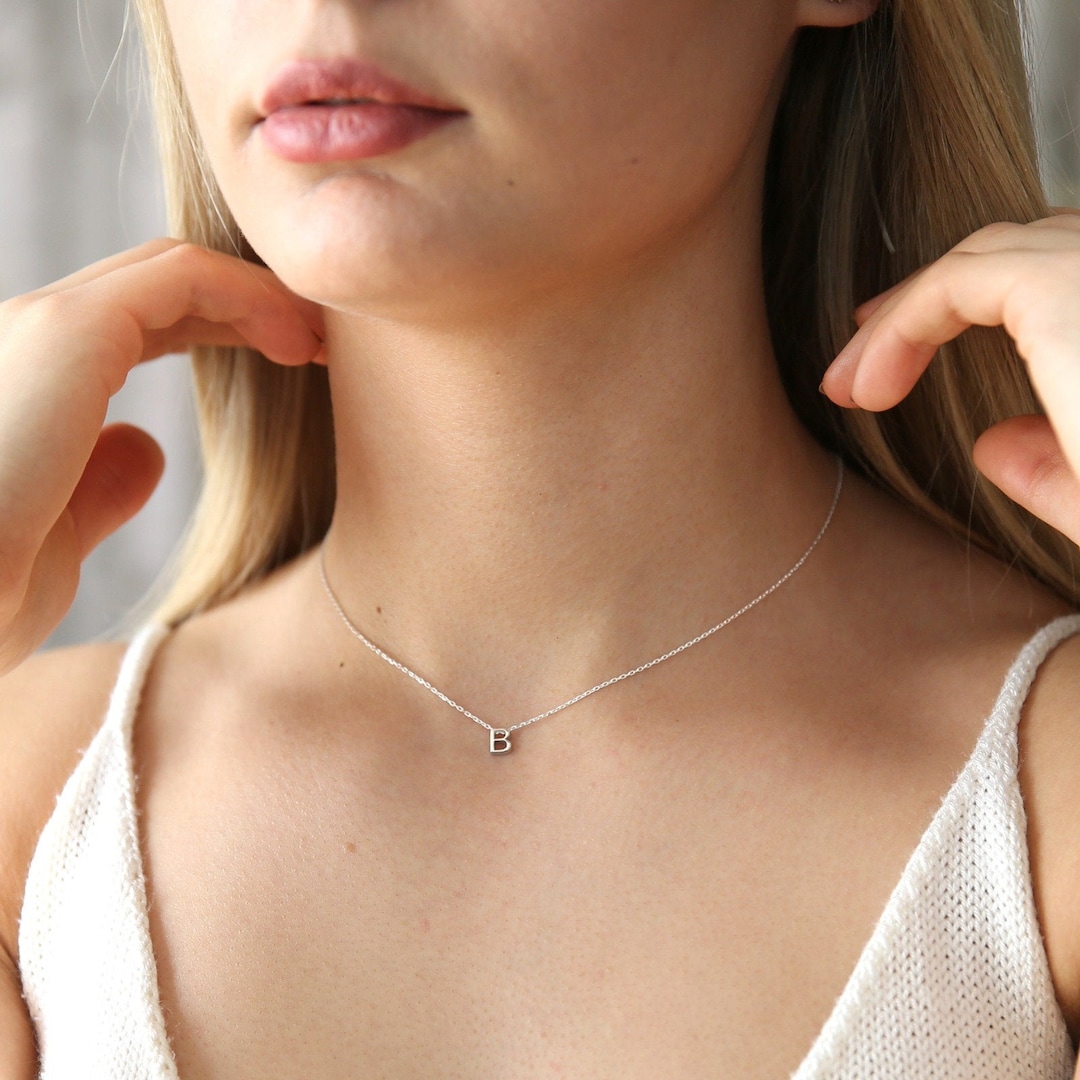 Sterling Silver Initial Necklace,initial Necklace,personalized Initial ...