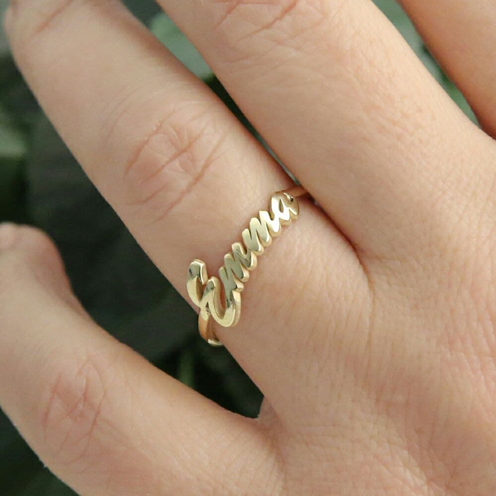 14k Gold Custom Name Ring-personalized Ring-gold Name - Etsy