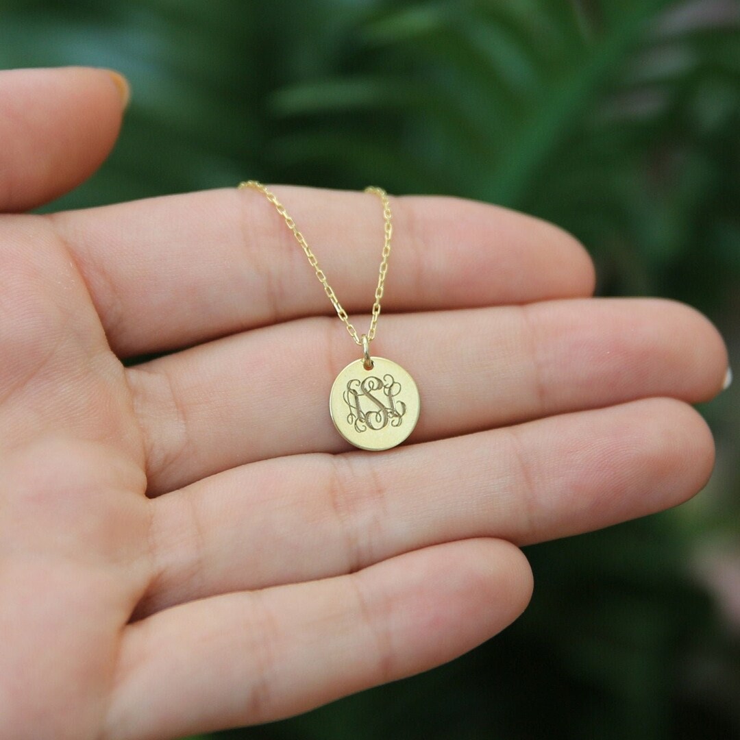 14k Gold Dainty Initial Necklace, Gold Name Necklace, Monogram Necklace ...