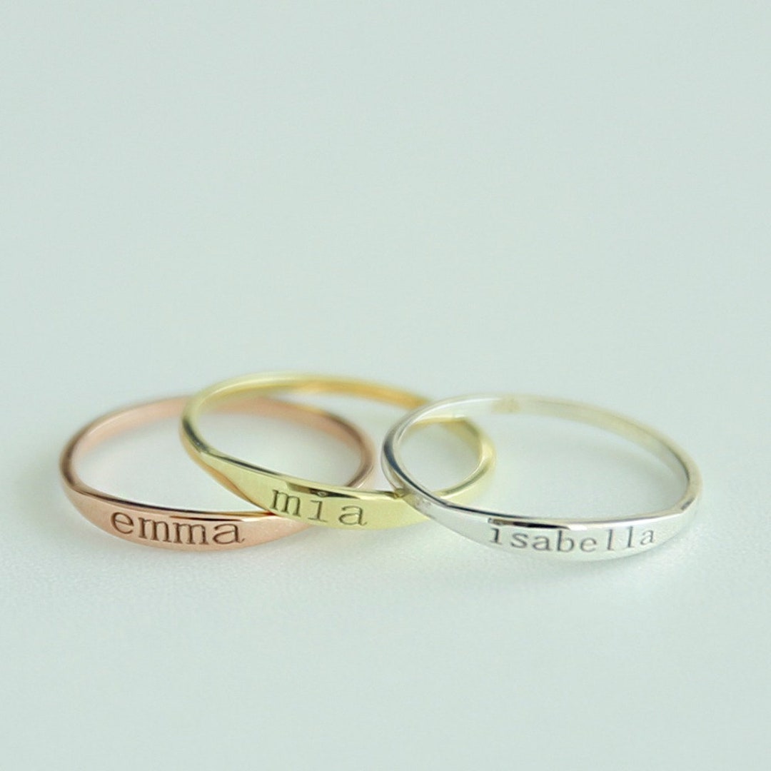 14k Gold Custom Name Ring,personalized Ring,stacking Rings,initial Ring ...