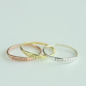 14k Gold Custom Name Ring,personalized Ring,stacking Rings,initial Ring ...