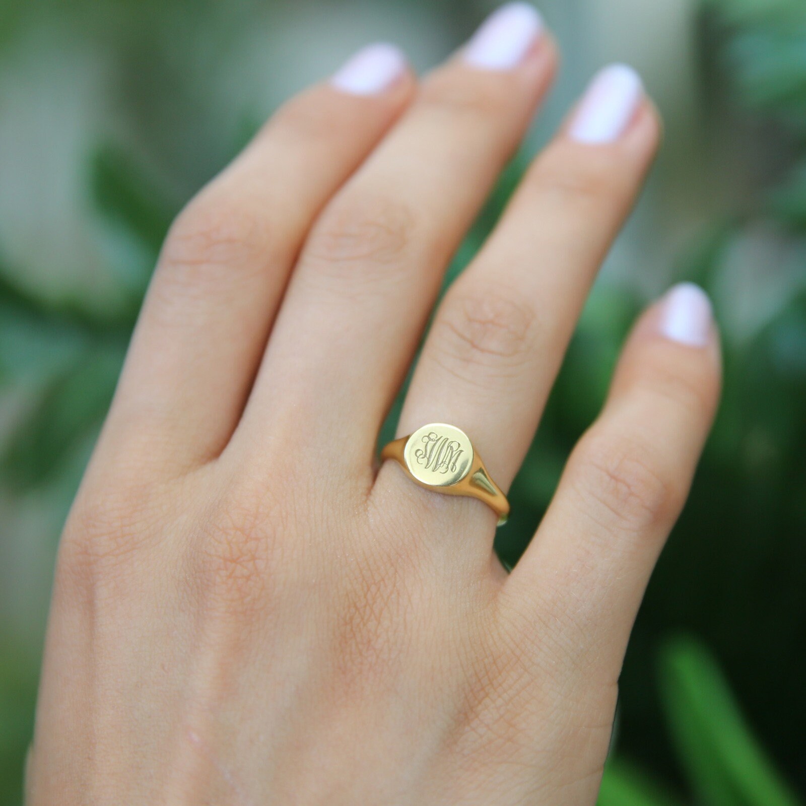14k Gold Signet Ring-personalized Monogram Ring-letter - Etsy