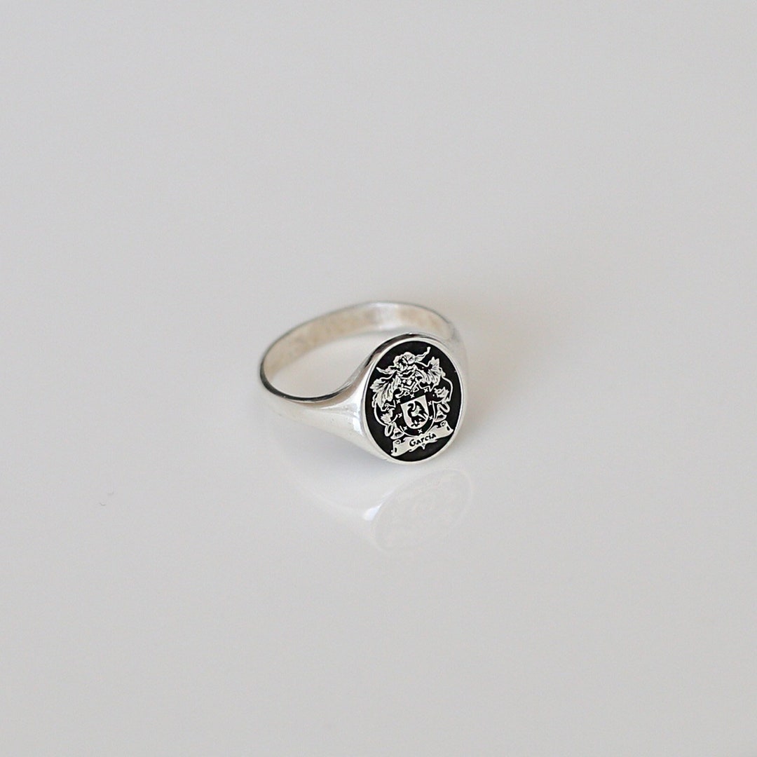 Sterling Silver Family Crest Ring-coat of Arms-custom Signet - Etsy