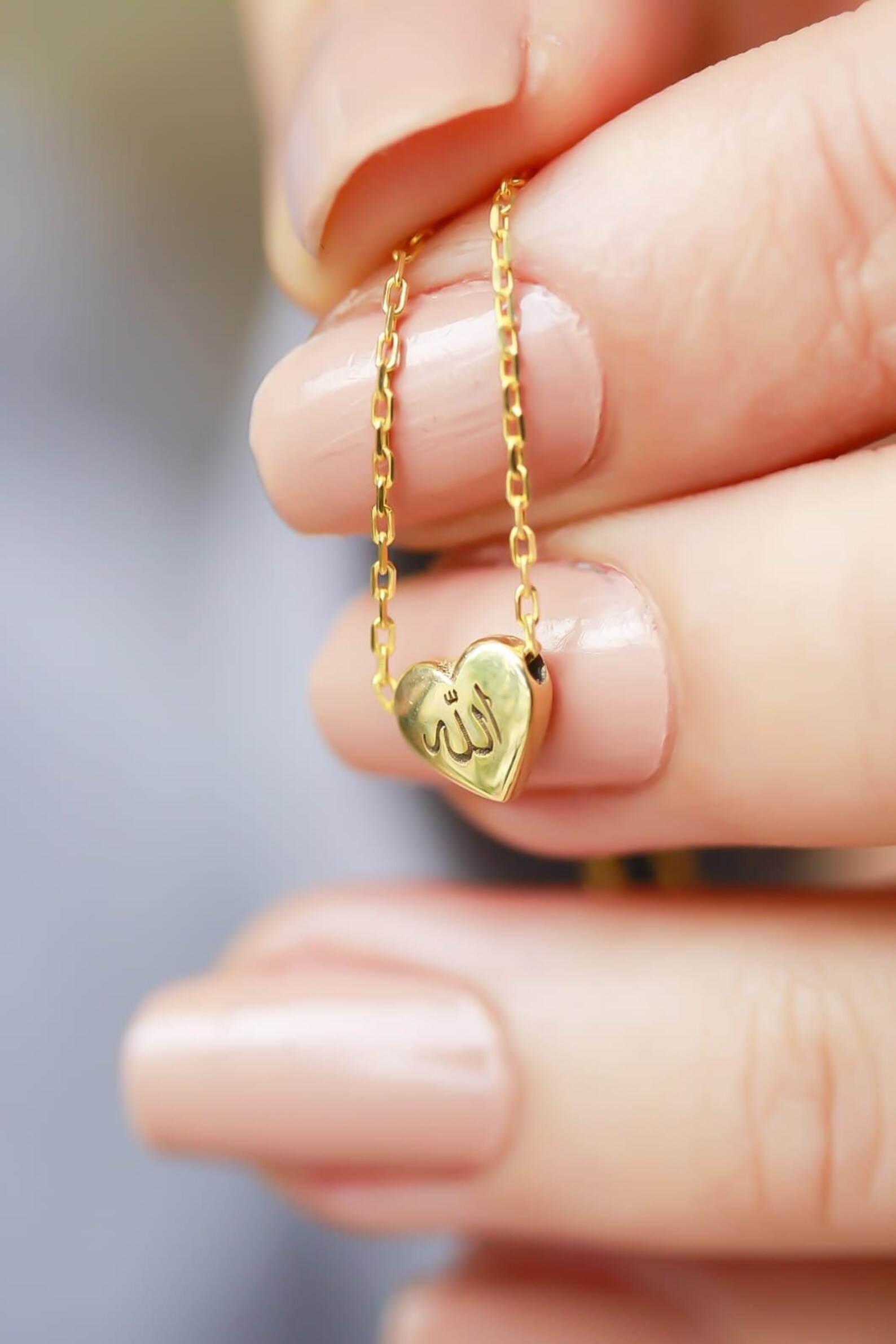 14k Gold Tiny Allah Necklace-gold Necklace-islamic - Etsy