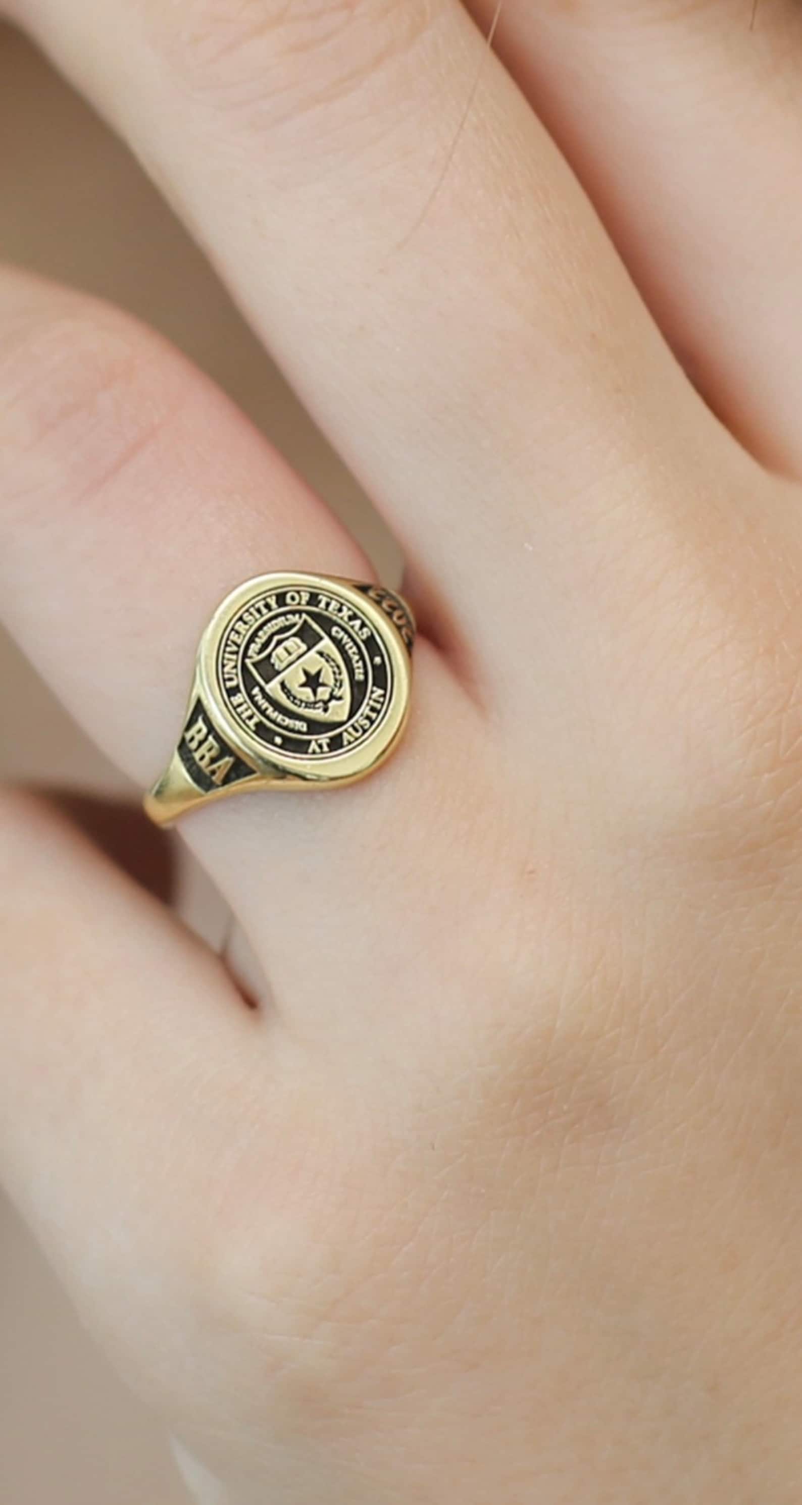 College Emblem Signet Ring,personalized Ring,custom Engraved Class Ring ...