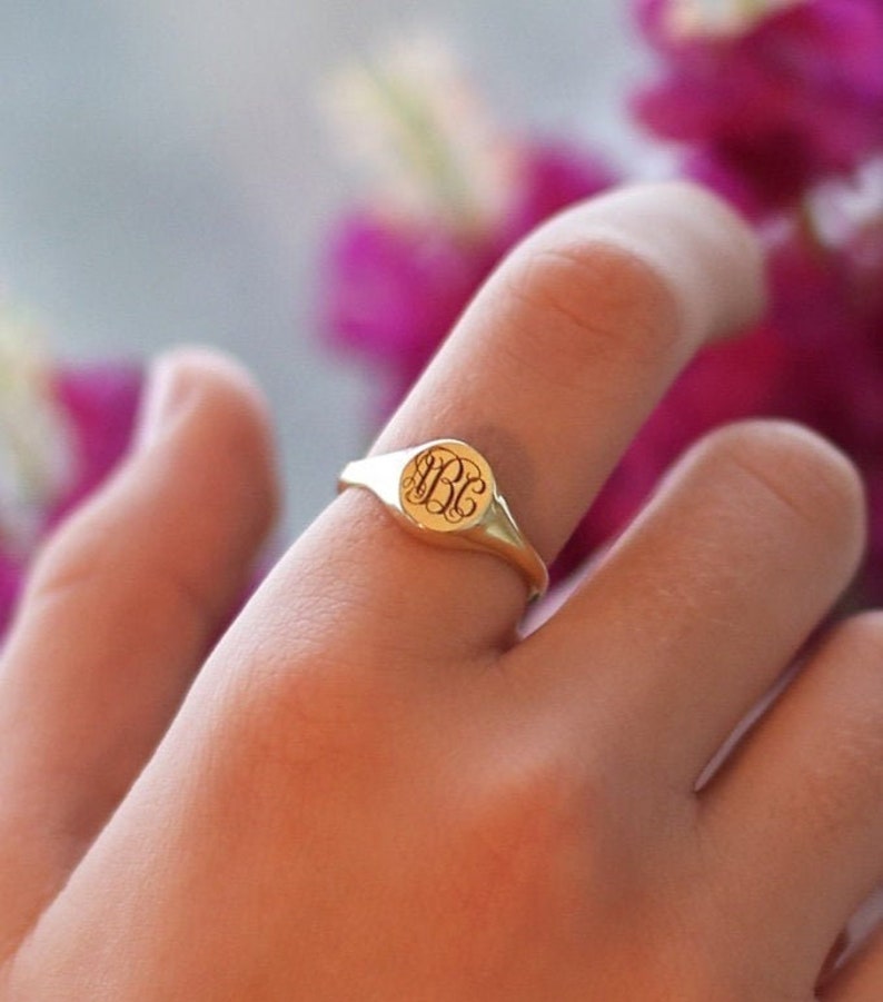 14K Signet Ring-personalized Ring-monogram Ring-gold - Etsy