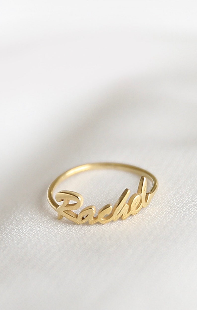 14k Solid Gold Name Ring-personalized Ring-initial Ring-letter - Etsy