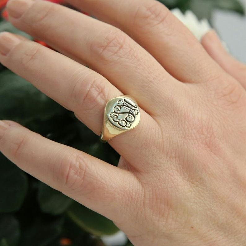 Signet Ring-Personalized Ring-Gold Signet Ring-Initial | Etsy