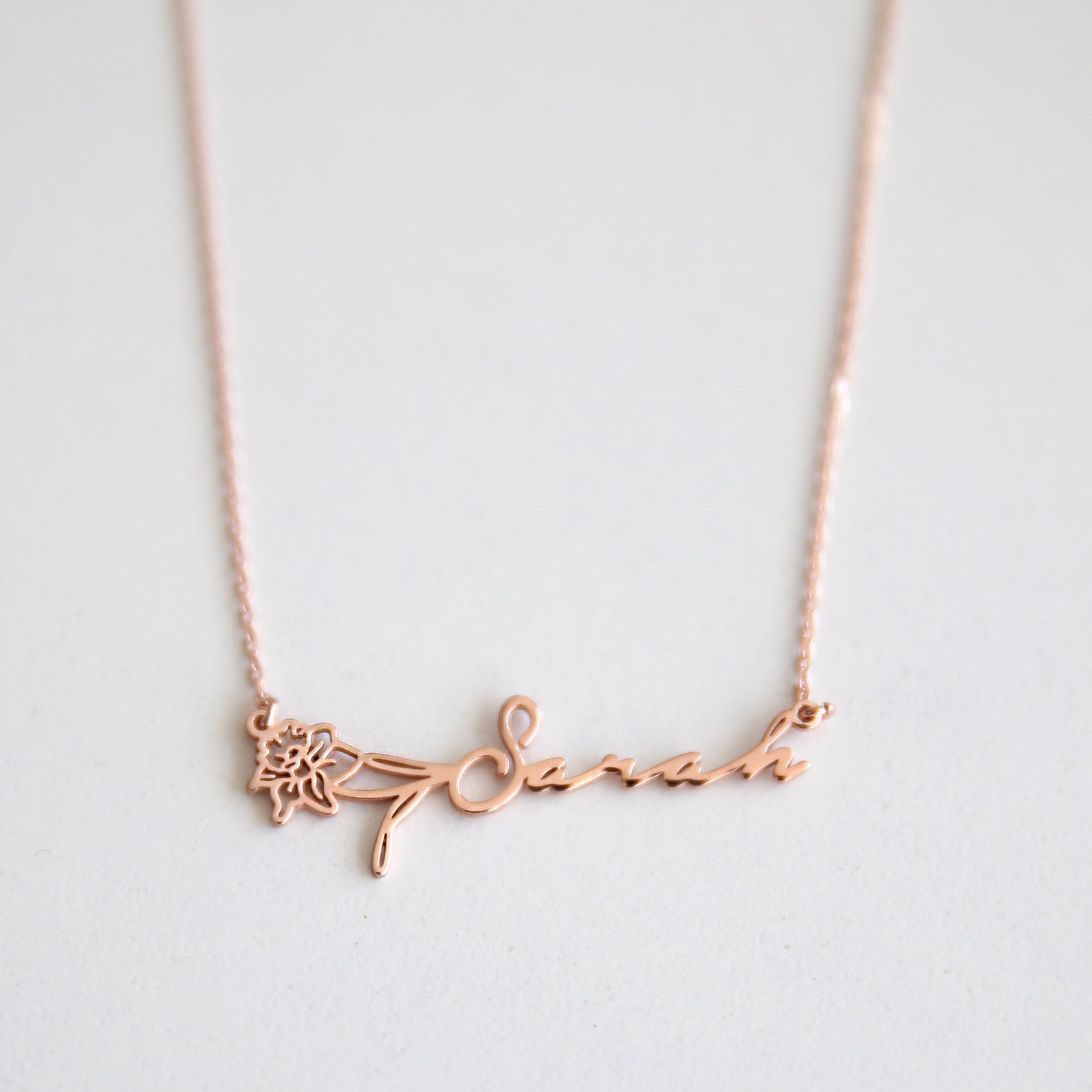 Dainty Flower Name Necklacebirth Flowergold Floral Name - Etsy