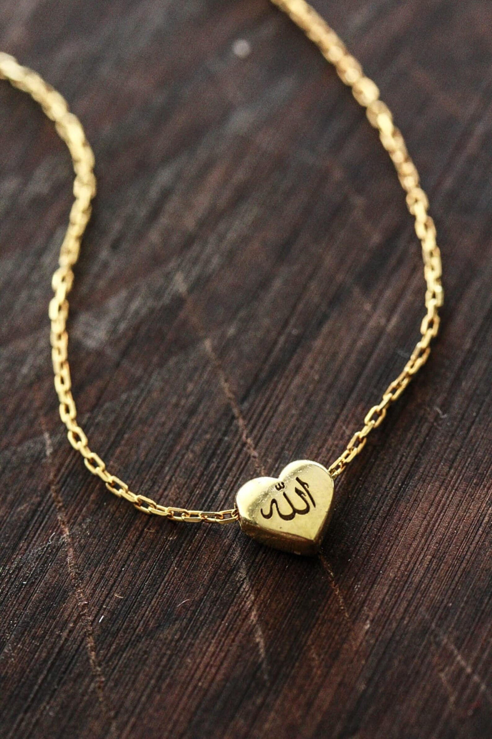14k Gold Tiny Allah Necklace-gold Necklace-islamic - Etsy