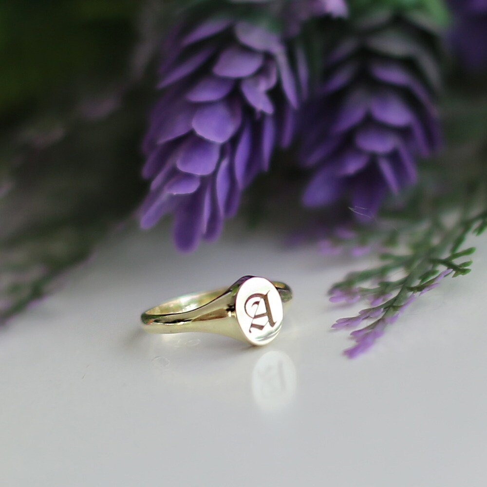 14k Gold Custom Initial Ringpersonalized Giftssignet - Etsy