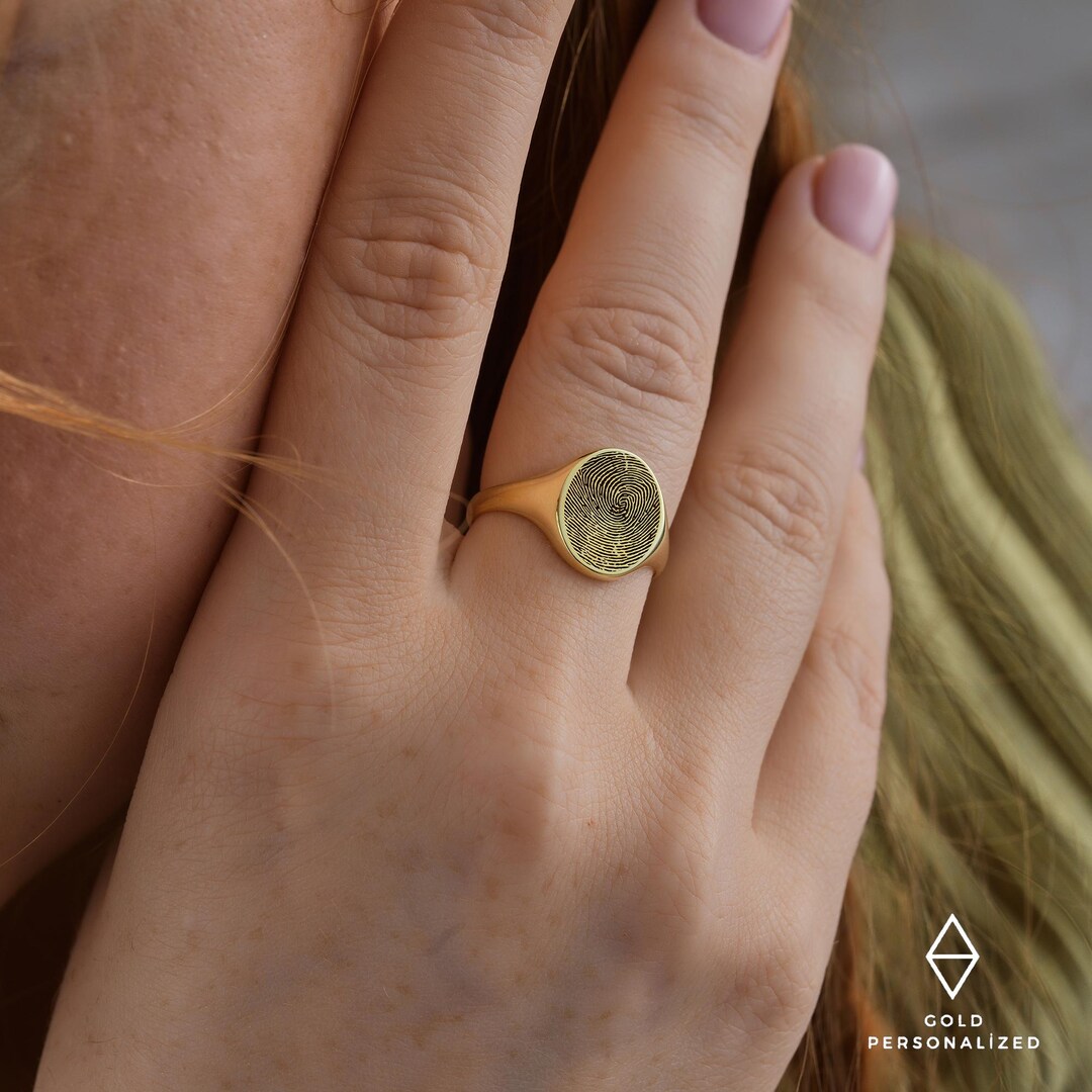Fingerprint Signet Ring,handmade Personalized Jewelry, Statement Ring ...