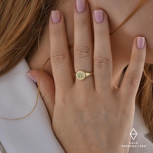 14K Signet Ring-personalized Ring-monogram Ring-gold Ring-personalized Jewelry-engraved Ring ...