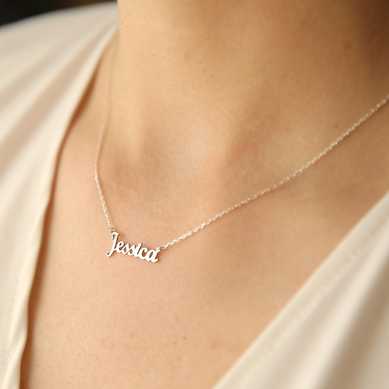 Sterling Silver Name Necklace-name Plate Necklace-personalized - Etsy