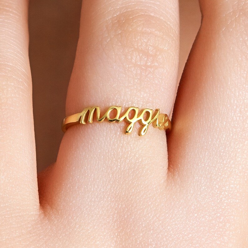 14k Solid Gold Name Ring Personalized Ring Custom Name - Etsy