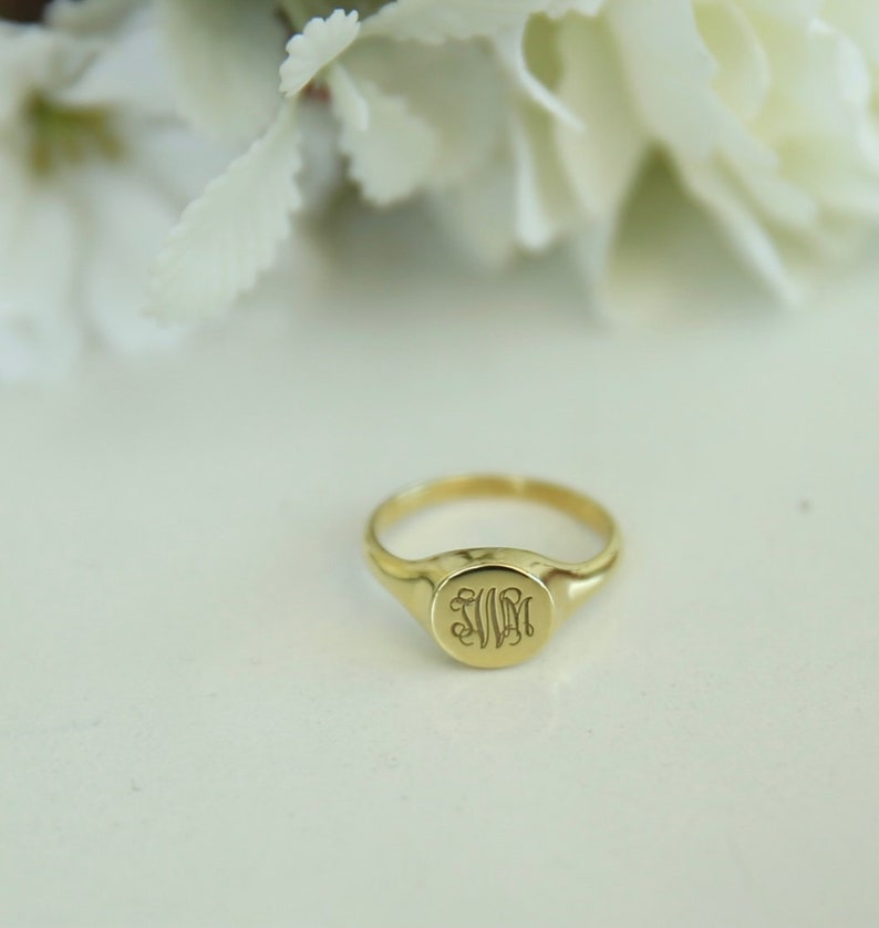 14k Gold Signet Ring-personalized Monogram Ring-letter - Etsy