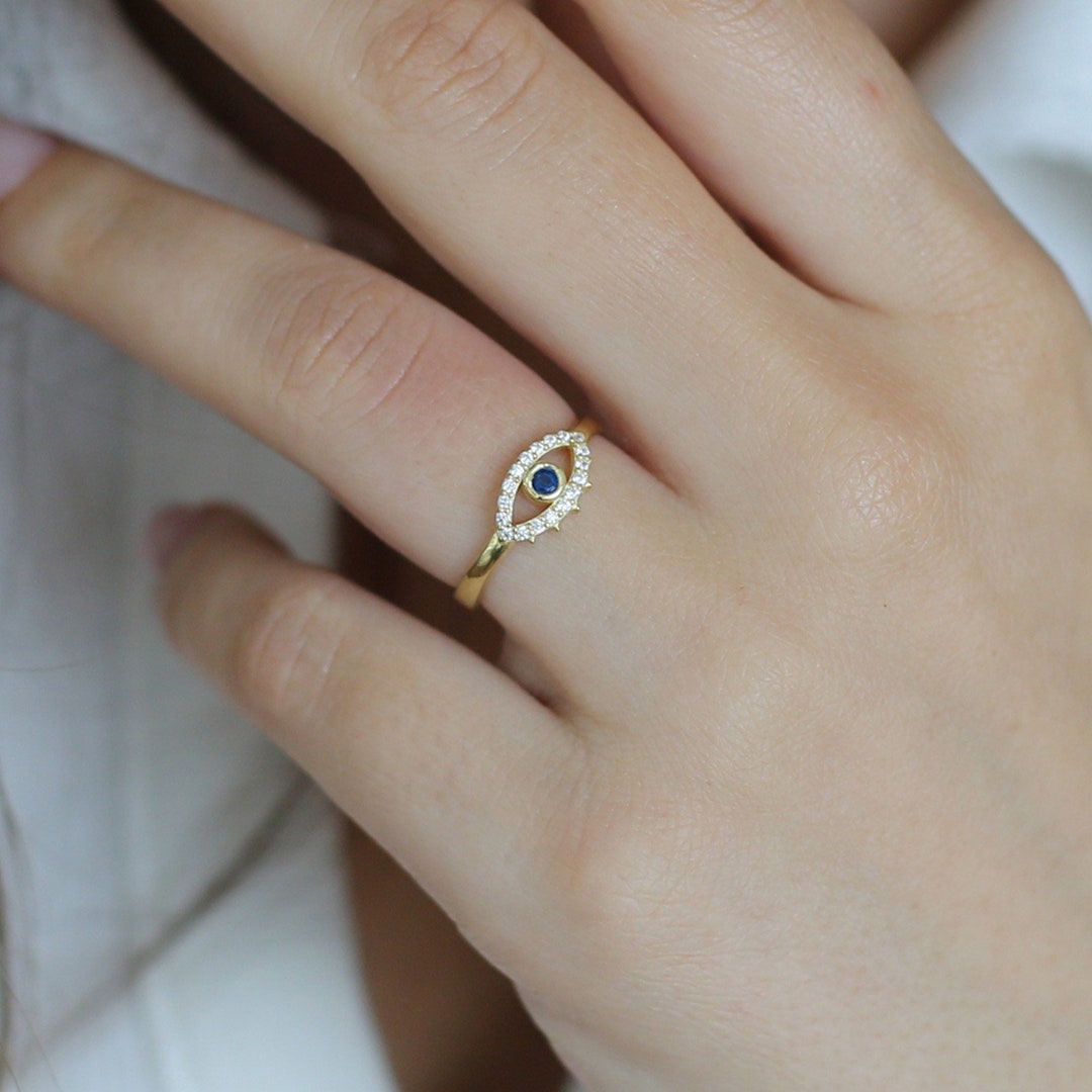 Sapphire Eye Ring,evil Eye Jewelry,dainty Evel Eye Ring Protection ...