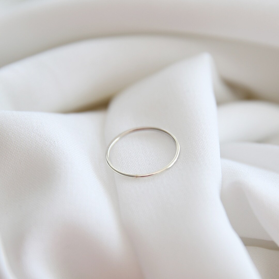14k Solid White Gold,stacking Ring,thin Gold Ring,dainty Stackable Ring ...