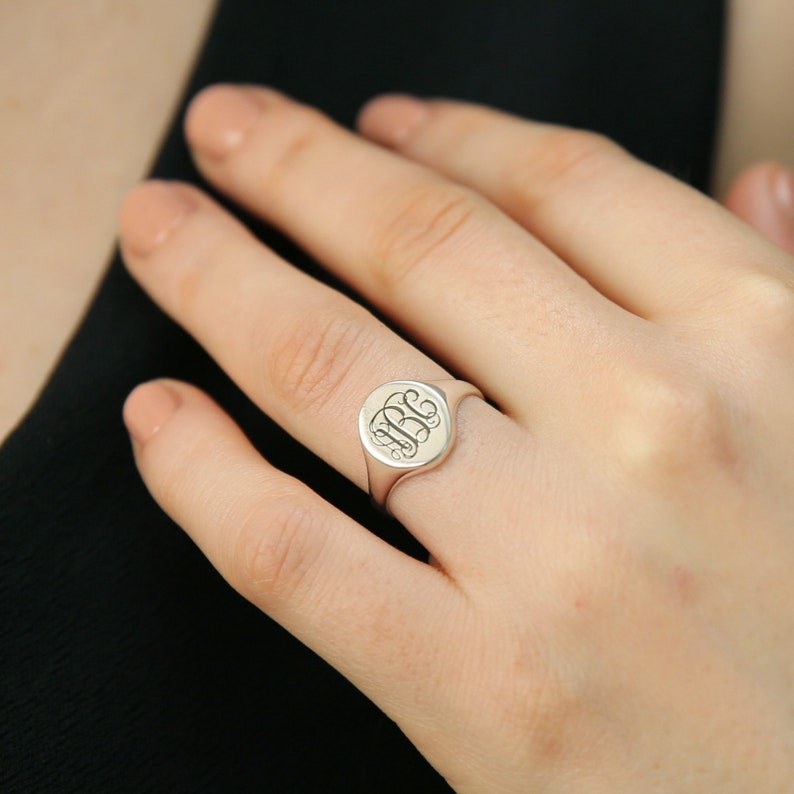 14k Gold Initial Signet Ringpersonalized Monogram - Etsy