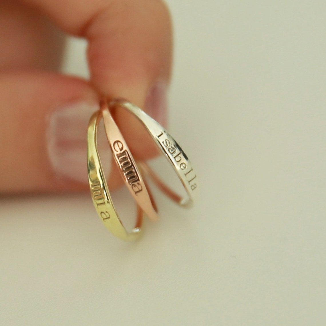 14k Gold Custom Name Ringpersonalized Ringstacking - Etsy