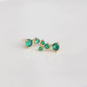 Ear Climber,emerald Earrings,ear Crawler,dainty Ear Climber, Cartilage ...