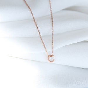 14k Gold Tiny Initial Necklace,personalized Letter Necklace ...