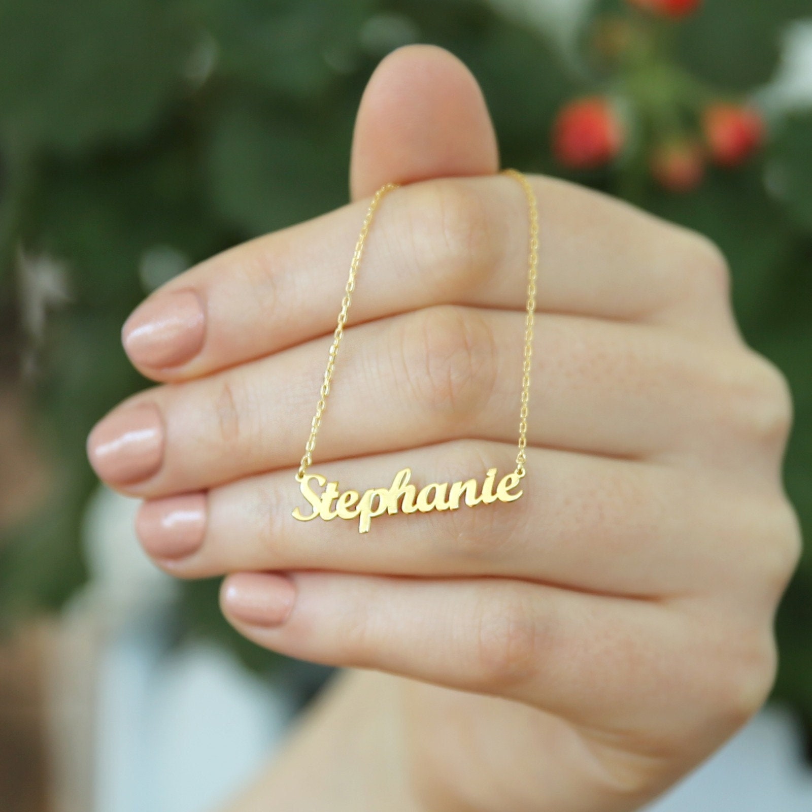 14k Solid Gold Name Necklacepersonalized - Etsy